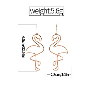 Doubnine Flamingo Hollow Earrings Bird Frame Drop Dangle Rose Gold Earrings Bohemian Jewelry for Women