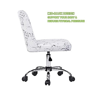 Geniqua Fabric Office Chair Adjustable Height Casters Computer Task Chair Swivel Home Office, Marble