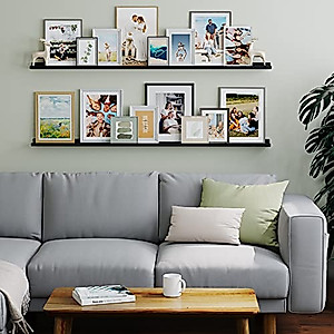 You Have Space Lagos 60" Picture Ledge Shelf for Living Room Decor, Office Decor and Farmhouse Kitchen Decor, Black Set of 2