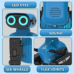 KaeKid Robots for Kids, 2.4Ghz Remote Control Robot Toys with LED Eyes & Flexible Arms, Dance & Sounds, RC Toys for 3 4 5 6 7 8 Year Old Boys Girls