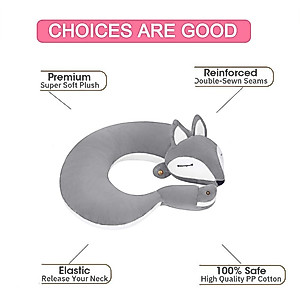 Cute Fox Travel Pillow for Adults Teens Cartoon Animal U-Shaped Neck Pillow Soft Washable Neck Cushion for Head Support Chin Neck Support Travelling Pillow for Airplanes Car Bus Train Office Home Use