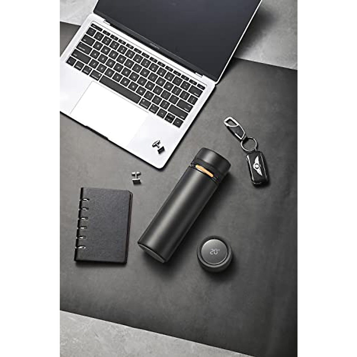 Hydr8 Rehydr8-Stainless Steel Water Bottle 17oz Thermos Coffee Flask Hydro Jug With Tea Infuser Stainless Steel Water Bottle w/ LED Temperature Display Stay Cold/Hot~24Hour-Black