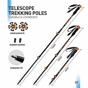 G2 30 Inches Light Weight Snowshoes for Women Men Youth, Set with Trekking Poles, Carrying Bag, Snow Baskets, Special EVA Padded One-Pull Binding, Heel Lift, Toe Box, Orange