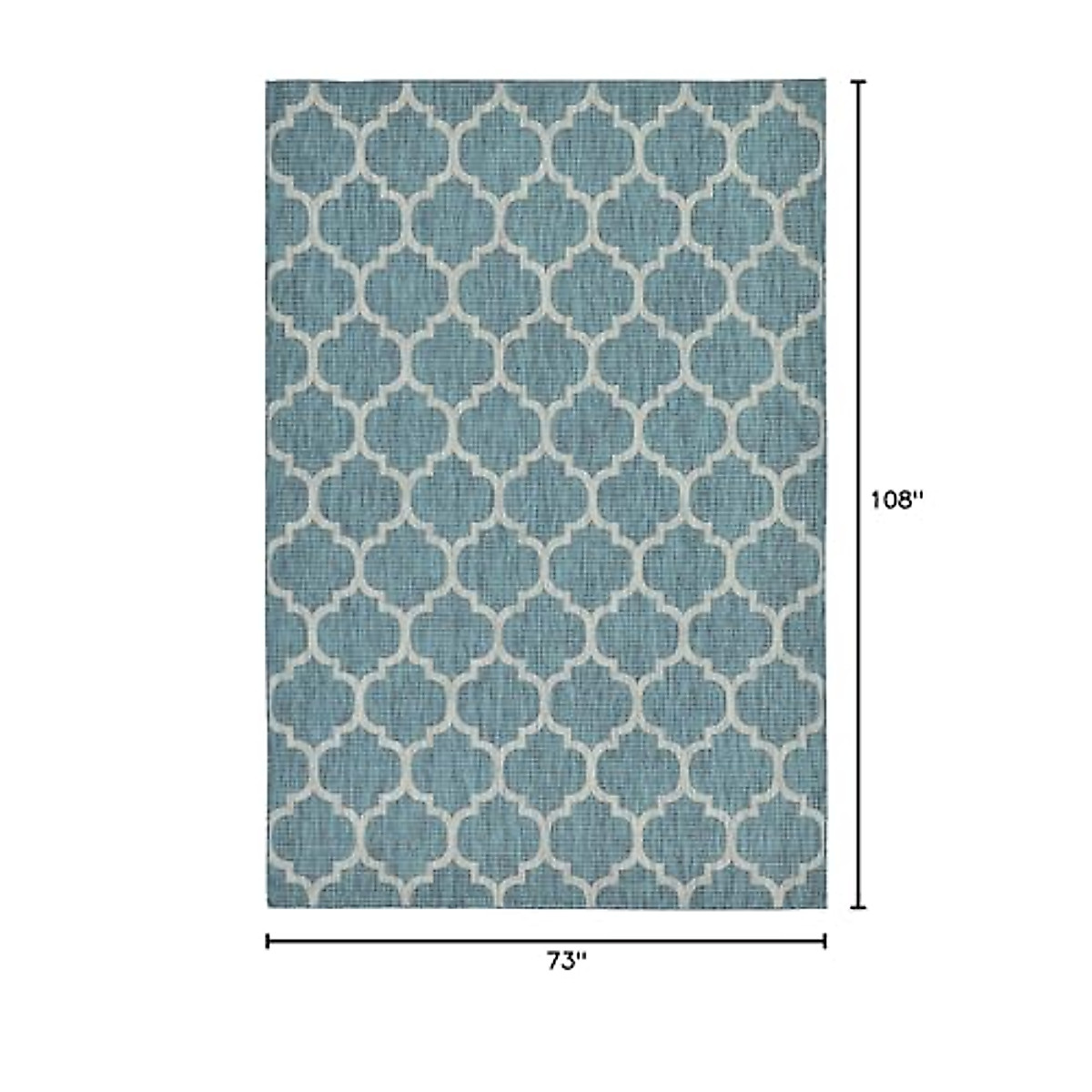 Unique Loom Outdoor Trellis Collection Area Rug (6' 1" x 9' Rectangle, Teal/ Gray)