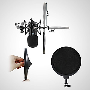 ATR2500X Shock Mount with Pop Filter and Foam Windscreen to Reduce Vibration Noise Matching Mic Boom Arm Stand for Audio-Technica ATR 2500X and ATR2500 USB Condenser Microphone by YOUSHARES