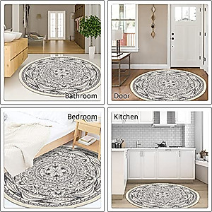 HEBE 6 Ft Round Area Rugs Washable Chic Bohemian Mandala Hand Woven Cotton Round Rug with Tassels Indoor Throw Area Rug Circle Carpet for Living Room Kids Room
