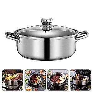 DEPILA Home Sided Plate Electric S Practical Ramen Cooker Yang Size Stick Stainless Base Cooker: Gas Two-Flavor Soup Cookware Stove Steel Dual Holder Double Two- Basin Duck Woks