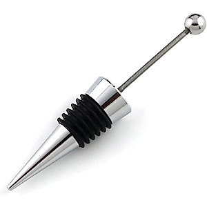 10Pcs Gadget Add a Bead Rhinestone Lampwork Decorative Beaded Wine Bottle Stopper Zinc Alloy Silver Beadable Bottle Sto