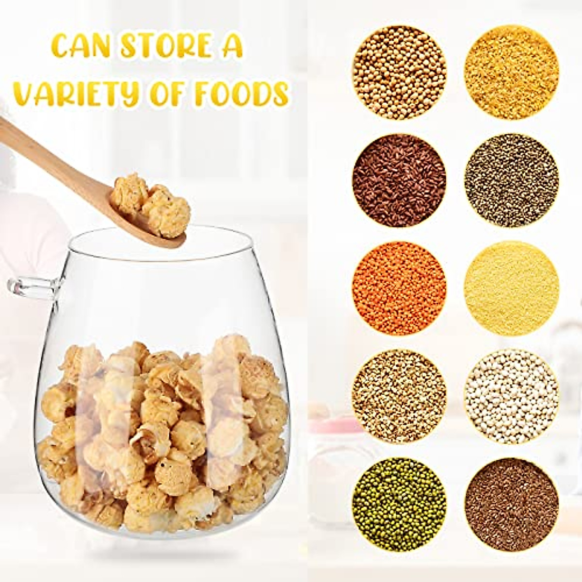 Hoolerry Set of 2 Airtight Glass Jars with Bamboo Lids and Spoons 34 oz Borosilicate Glass Canisters Overnight Oats Jar Storage Container for Kitchen Coffee Bean Tea Leaves Flour Sugar