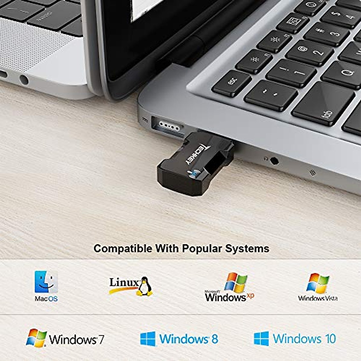 USB WiFi Adapter 1200Mbps for PC, Techkey Mini Wireless Network Adapter USB 3.0 WiFi 802.11 ac with Dual Band 2.4GHz/300Mbps, 5GHz/866Mbps for Desktop Laptop Windows XP/7/8/8.1/10/ Mac OS
