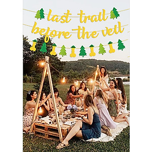 Last Trail Before The Veil Banner Garland for Mountain Bachelorette Party Decorations, Hiking Camp Bachelorette Party Supplies, Wedding Bridal Shower Party