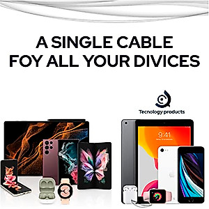 Magnetic Charging Cable - 360 Degree Rotating Charger - Removable Connectors - Nylon Braided Cord - Fast Charging for Multiple Devices - Unbreakable 8ft Nylon Cord