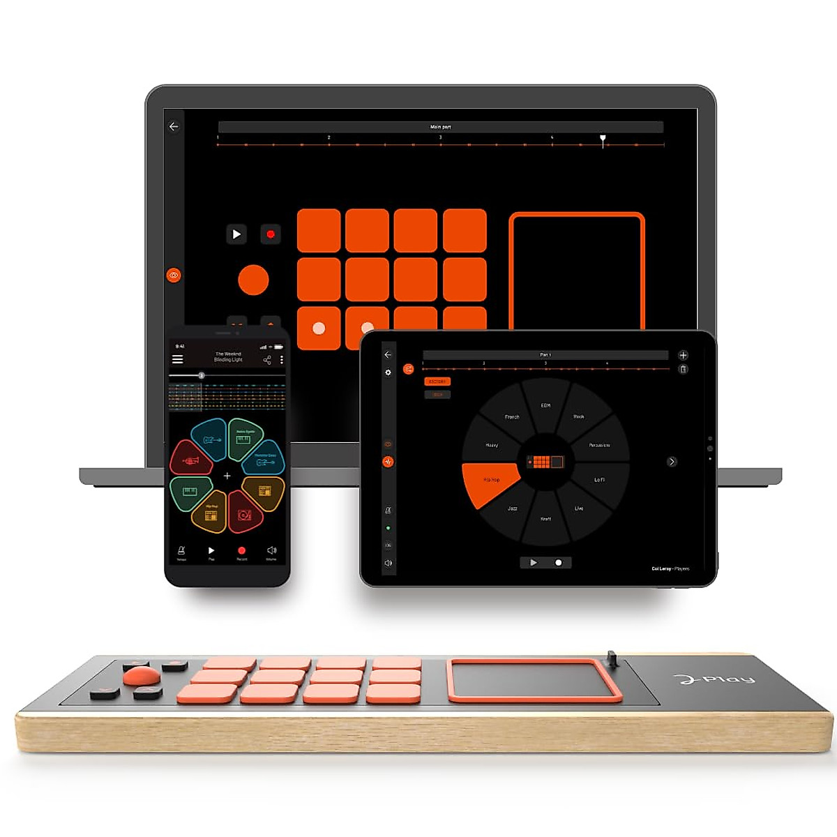 Drum Pad Accessory for J-Play MIDI controller - 12 Drum Pads and Effect Zone, Dedicated Musical App Included, Plug & Play Music instrument Water Edition