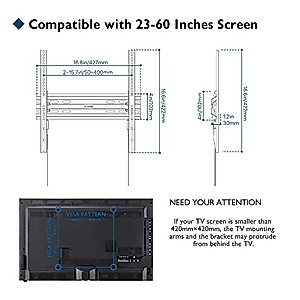 BONTEC Low Profile Tilt TV Wall Mount for 23-60 inch LCD LED OLED TVs, Ultra Slim TV Wall Bracket Loading Capacity 99LBS, Max.VESA 400x400mm