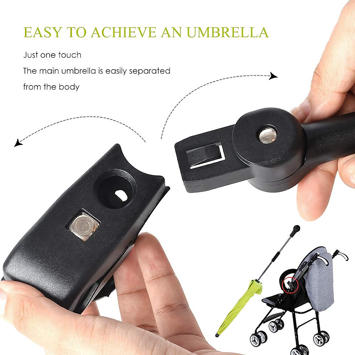 Baby Clamp-On Shade Umbrella, with Umbrella Clip Fixing Device, 79cm/31.1in Long, Great for Strollers