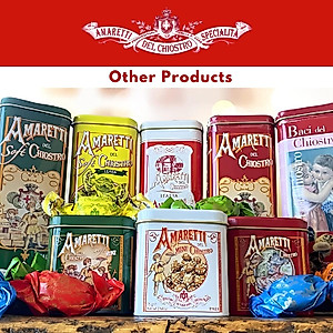 Amaretti del Chiostro Soft Cookies from Italy - Almond Sugar Cookies Individually Wrapped for Freshness - Traditional Italian Delicacies Gourmet Cookies & Gluten Free Snacks (Green Tower Tin, 6.35 oz)