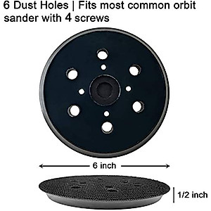 6 Inch 6 Hole Replacement Sander Pad for Ridgid R2611 Random Orbit Sander- 6” Hook and Loop Sanding Pad for Power Sander