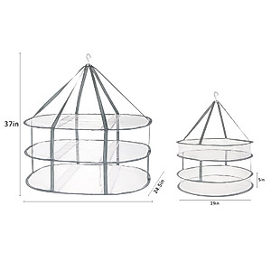 AUTODECO 2 Pack 2-Tier & 3-Tier Folding Mesh Clothes Hanging Dryer, Sweater Drying Rack, Large Laundry Drying Rack, Lay fold Flat Dry Hanger, Mesh Clothes Hanging Dryer - M(2Tier)+XL(3Tier)