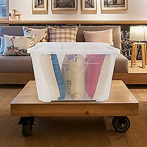 Ucake 70 Quart Large Clear Storage Bin, Plastic Storage Box on Wheels, 4 Packs