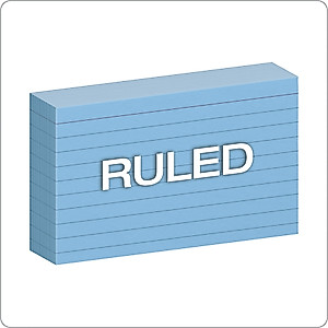 Oxford Ruled Color Index Cards, 3" x 5", Blue, 100 Per Pack (7321 BLU)