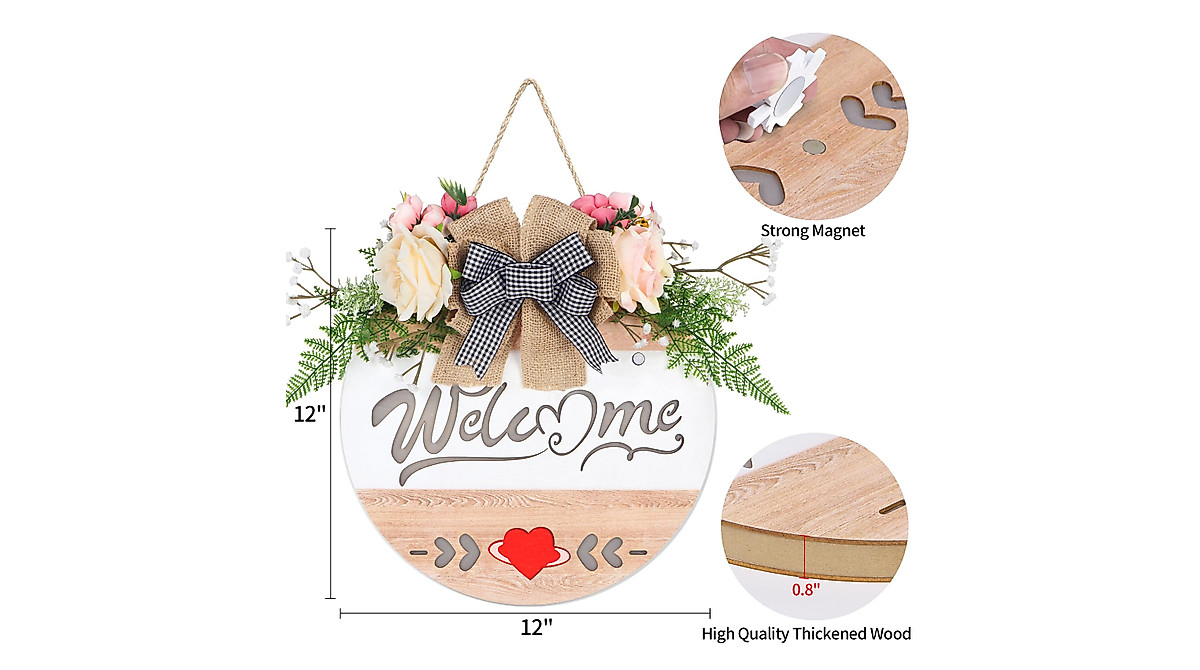 Interchangeable Welcome Sign with Light - Seasonal Decor for Front Door