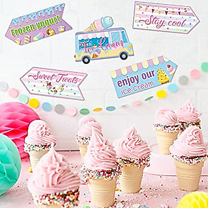 20 Pcs Ice Cream Party Decorations Ice Cream Party Sign Ice Cream Birthday Party Decorations Ice Cream Party Supplies Ice Cream Theme Party Decorations Street Photo Prop Cutouts for Home Party Decor