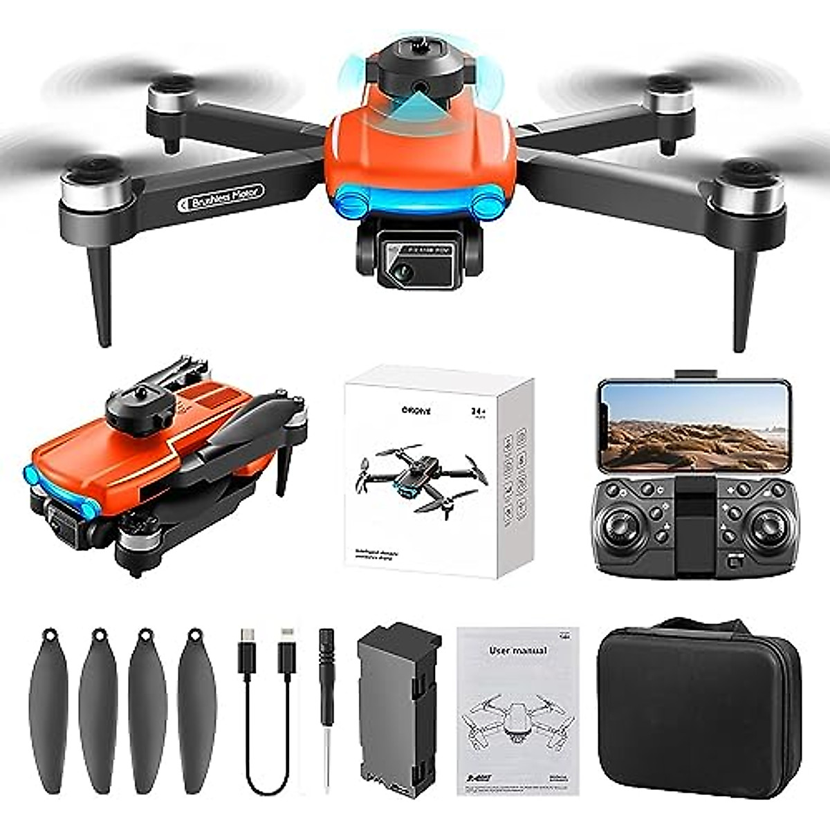 Drone with Camera, Drone With 4K HD Fpv Camera Remote Control Toys Gifts For Boys Girls, Toy Easy to Play, With Altitude Hold Headless Mode One Key Start Speed, 3D Flip (Black)