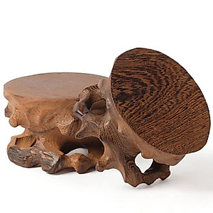 Bonsai Base Round Base Rosewood Handicraft Base Plant Cushion Elevated Solid Wood Teapot Ornaments Root Carving Base Suitable for Home Garden Decoration Indoor Plant Stands (Size : A)