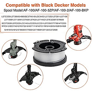 AF100 Replacement Spool, AF-100 Spool Compatible with Black and Decker AF-100-3ZP AF-100-BKP Weed Eater String, 30ft 0.065" fits GH900 GH600 GH610 String Trimmer Spool (16 Spool + 4 Cap+4 Spring)