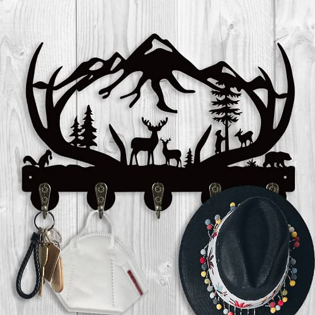 Deer Key Hooks Holder, 3D Aniaml Theme Wall Mounted Organizer Rack ,Wall Decor for Entryway 、Front Door、Kitchen、Hallway、Bedroom、Office, Personalized Gift for Anniversaries, Birthdays, Housewarming.