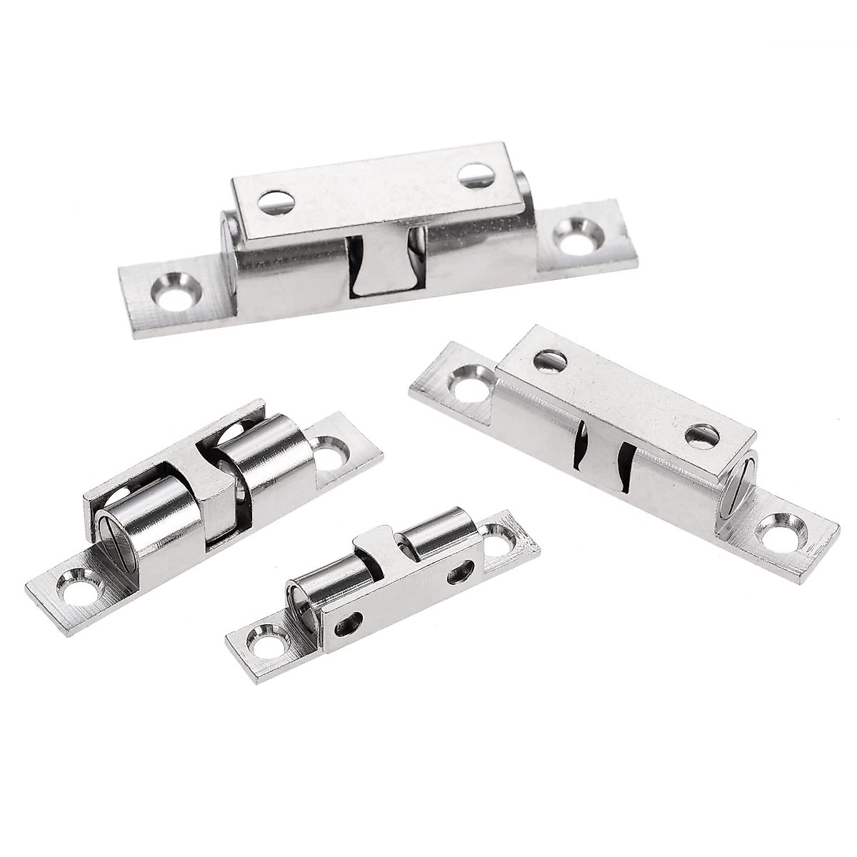 DDXPT 1Pc Silver 42/50/60/70mm Brass Touch Beads Lock Door Spring Clip Cabinet Door Catches Double Ball Catch Home Cupboard Door Latch (Size : L)