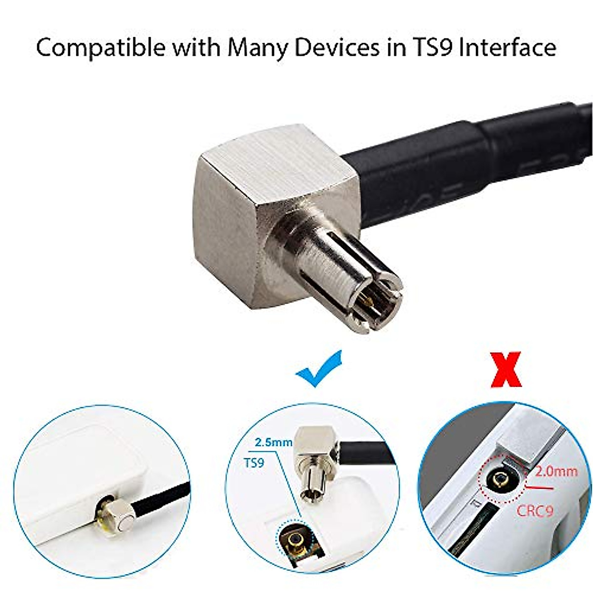 TS9 Antenna 7DBi 4G LTE CPRS GSM 3G 2.4G WCDMA Omni Directional Antenna with Magnetic Stand Base 10ft Extension Cable for WiFi Router Mobile Broadband Outdoor Signal Booster