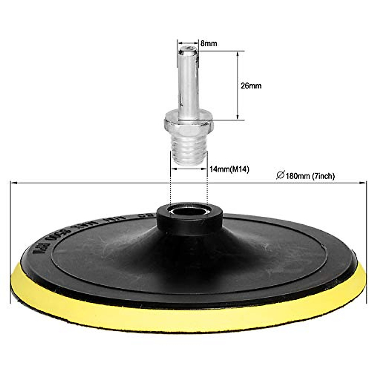 HIFROM 7-Inch/180mm Hook & Loop Backing Pad Orbital Sander Polisher Sanding Pad M14 Drill Adapter