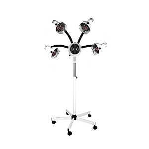 Topbarber Infrared Lamp 5 Red Lights for Hair Salon Hairdressing Hair Color Processor & Dryer with Rolling Base