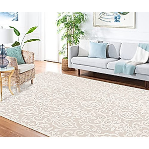 MARTHA STEWART by SAFAVIEH Collection 8' x 10' Fledgling MSR4324B Handmade Marais Scroll Wool Living Room Dining Bedroom Area Rug