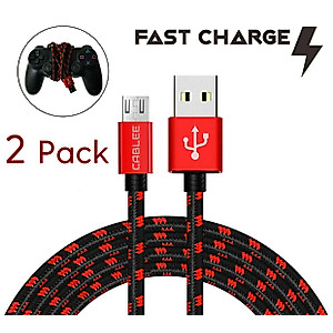 2 Pcs of Micro USB Fast Charging Cable 4 Ft, Compatible with Playstation 4 PS4 Console Dual Shock 4 Controller Red Black