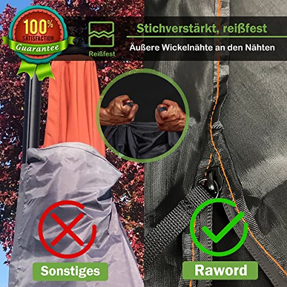 Raword Patio Umbrella Cover for 9ft to 11ft,Waterproof Offset Parasol Cantilever Umbrella Cover with Zipper Used for Outdoor,Garden,Hanging(Black)