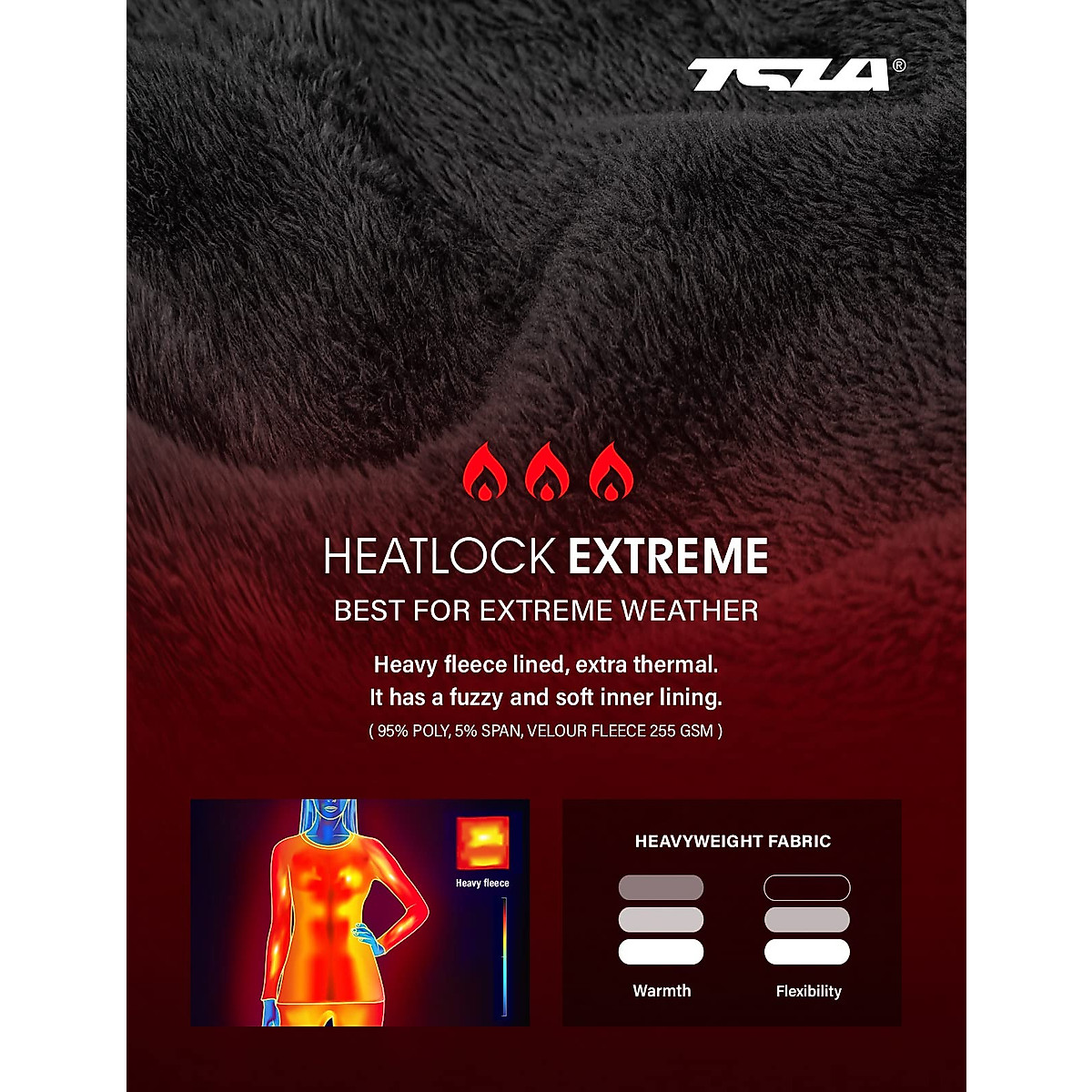 TSLA Women's Thermal Underwear Set, Soft Fleece Lined Long Johns, Winter Warm Base Layer Top & Bottom, Heavyweight Black, Medium