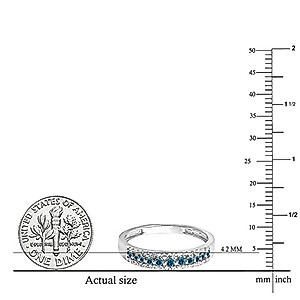 Dazzlingrock Collection 0.25 Carat (ctw) Round Blue & White Diamond Triple Row Anniversary Ring for Women in 14K White Gold Size 7