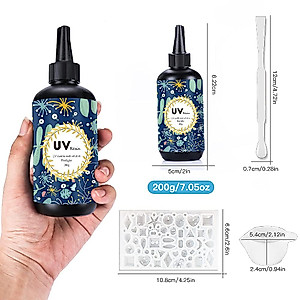 OSBANG Crystal Clear Hard UV Resin Upgraded Formula Ultraviolet Fast Curing Resin for Jewelry Making Craft Decoration Hard Transparent Glue Solar Cure Sunlight Activated Resin Casting & Coating (200g)