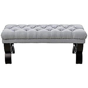 Christopher Knight Home Scarlett Fabric Ottoman Bench, Light Grey 17.25”D x 41.00”W x 16.75”H