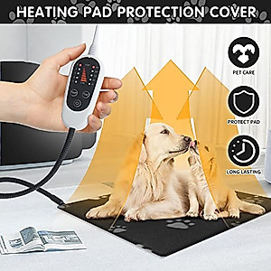 Rest-Eazzzy Pet Heating Pad Cover, Flannel Soft Heating Pet Mat Cover Indoor, Removable Heating Pad Mat Cover with Paw Print for Pet Dog Cat (Black, Two Covers ONLY)