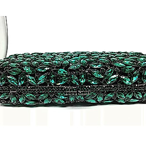 Bling Crystal Clutch Purses for Women Box Minaudiere Handbags Wedding Bag (Green)