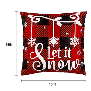 Christmas Pillow Covers 18x18 Set of 4 Winter Throw Pillow Covers Holiday Buffalo Plaid Pillow Covers Merry Christmas Pillows for Couch Sofa Home Decor Xmas Cushion Covers Indoor Decor Thicker