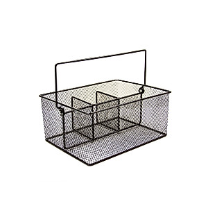 Maypes Utensil Caddy -Silverware Caddy for Parties, Spoon Holder, Buffet Organizer for Condiments, Napkin, Forks, Knives -Stainless Steel Flatware Caddy for Home, Picnics or Entertaining Evens (Black)