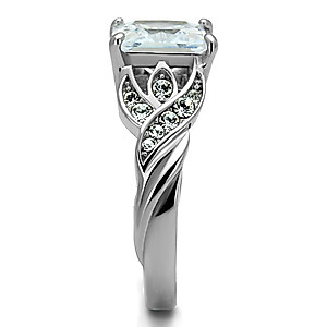 Marimor Jewelry Women's 3.09 Carat Princess Cut Zirconia Stainless Steel Engagement Ring Size 10