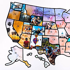 US Photo Map – 24 x 36 inch Light Watercolor United States Travel Memory Map – Personalize with Photos of the States You've Been To - Includes Cutting Stencils and Photo Cropping Website Access
