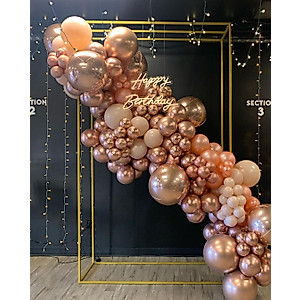 Bezente Rose Gold Metallic Chrome Balloons, 100 Pack 12 inch Rose Gold Latex Round Helium Balloons for Wedding Anniversary Baby Shower Birthday Party Decorations