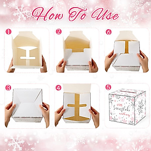 Fumete 51 Pcs Thanksgiving Winter Diaper Raffle Tickets with Diaper Raffle Card Box for Baby Shower Games Boys Girls Gender Reveal Party(Winter Wonderland Snowflake)