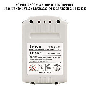 CELL9102 20V Lithium Battery Charger for Black and Decker 20V LCS1620 Charger and Battery LBXR20 BXR20-OPE LBXR2020 LBXR20, Capacity Output 2.5Ah
